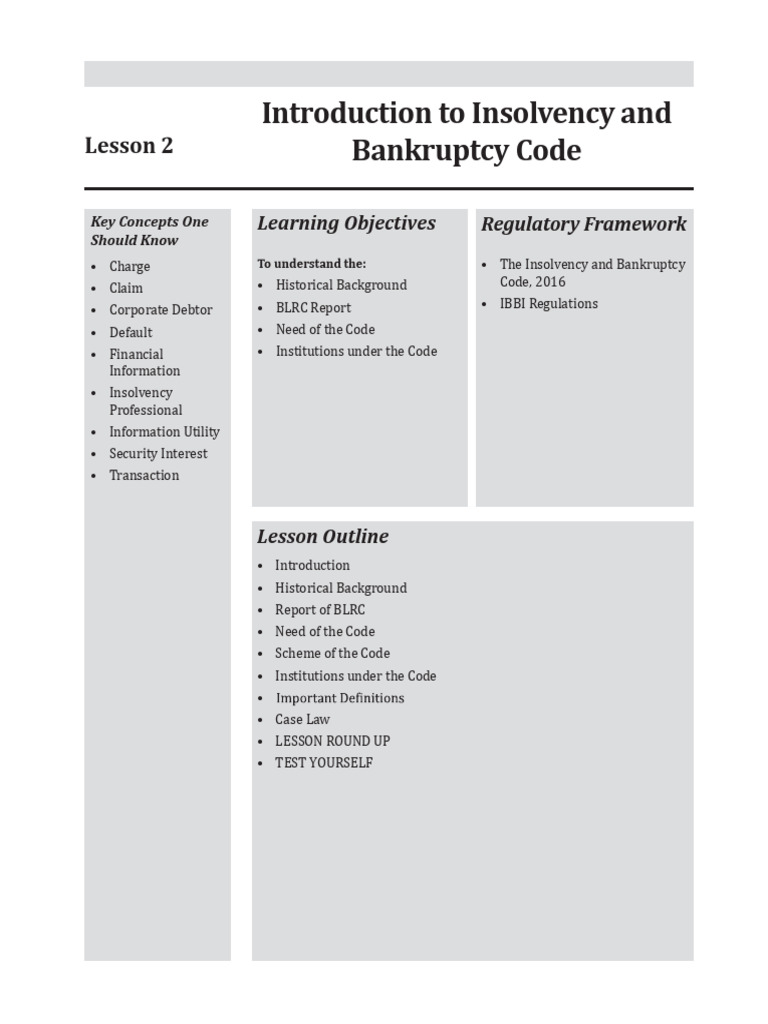 Reading For Introduction To IBC | PDF | Bankruptcy | Insolvency