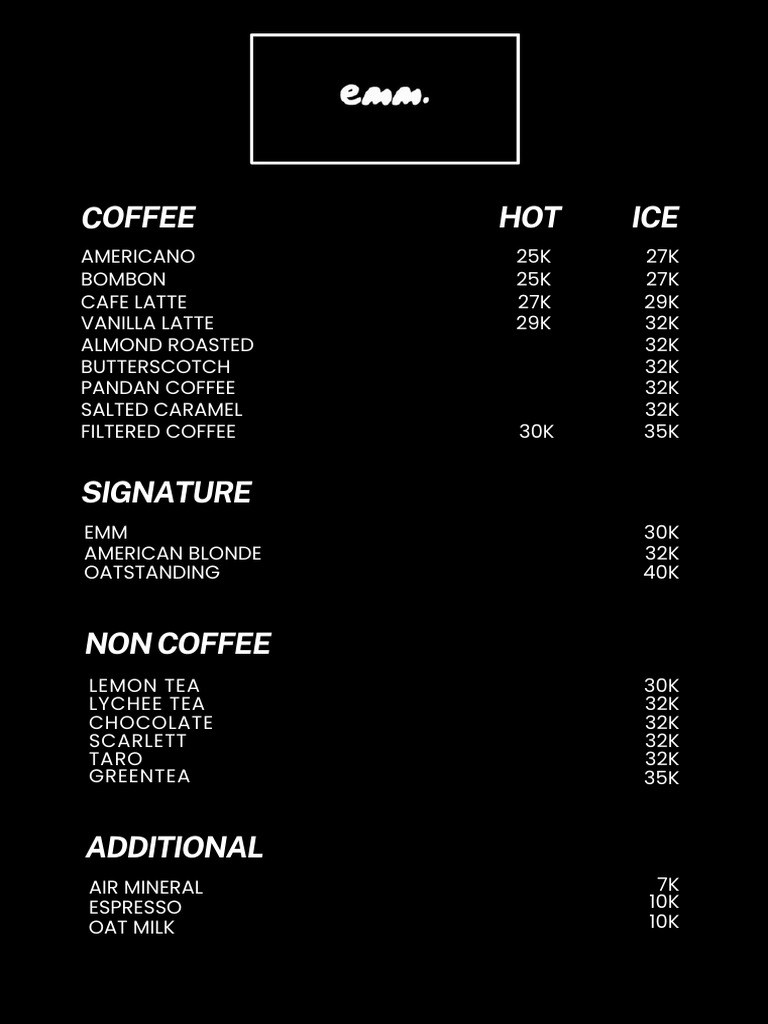 EMM Cafe Menu Highlights | PDF