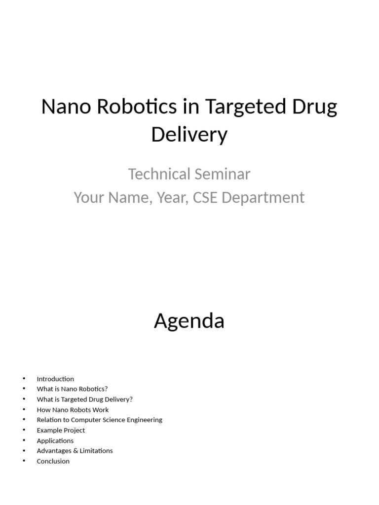 Nano Robotics Targeted Drug Delivery | PDF | Nanotechnology | Cancer