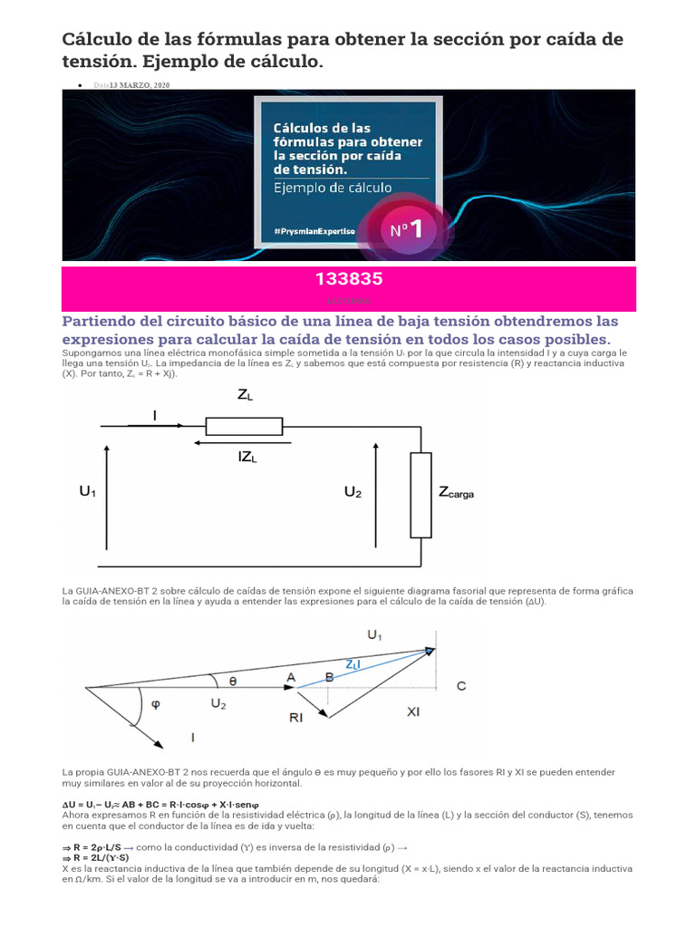 Cálculo de sección por caída de tensión | PDF | Conductor electrico ...