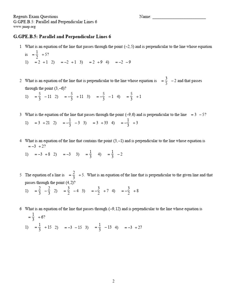ParallelandPerpendicularLines6 (2) | PDF | Slope | Classical Geometry