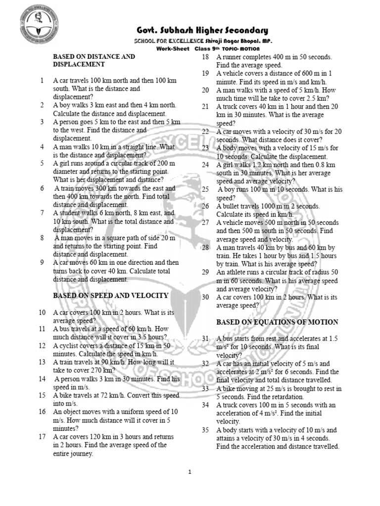 Class - 9TH Motion English | PDF | Acceleration | Speed