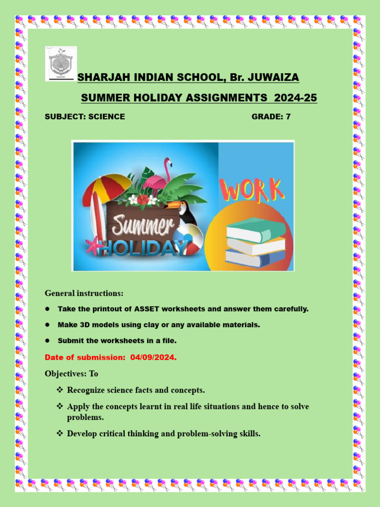 Sharjah Indian School Grade 7 Science Assignments | PDF | Water ...