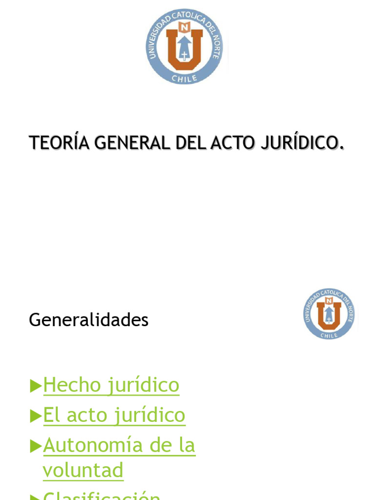 Teoría del Acto Jurídico y Clasificación | PDF | Intención (Derecho ...