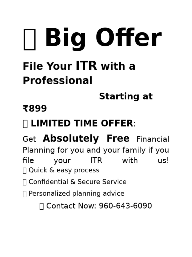 File ITR for ₹899 + Free Planning | PDF