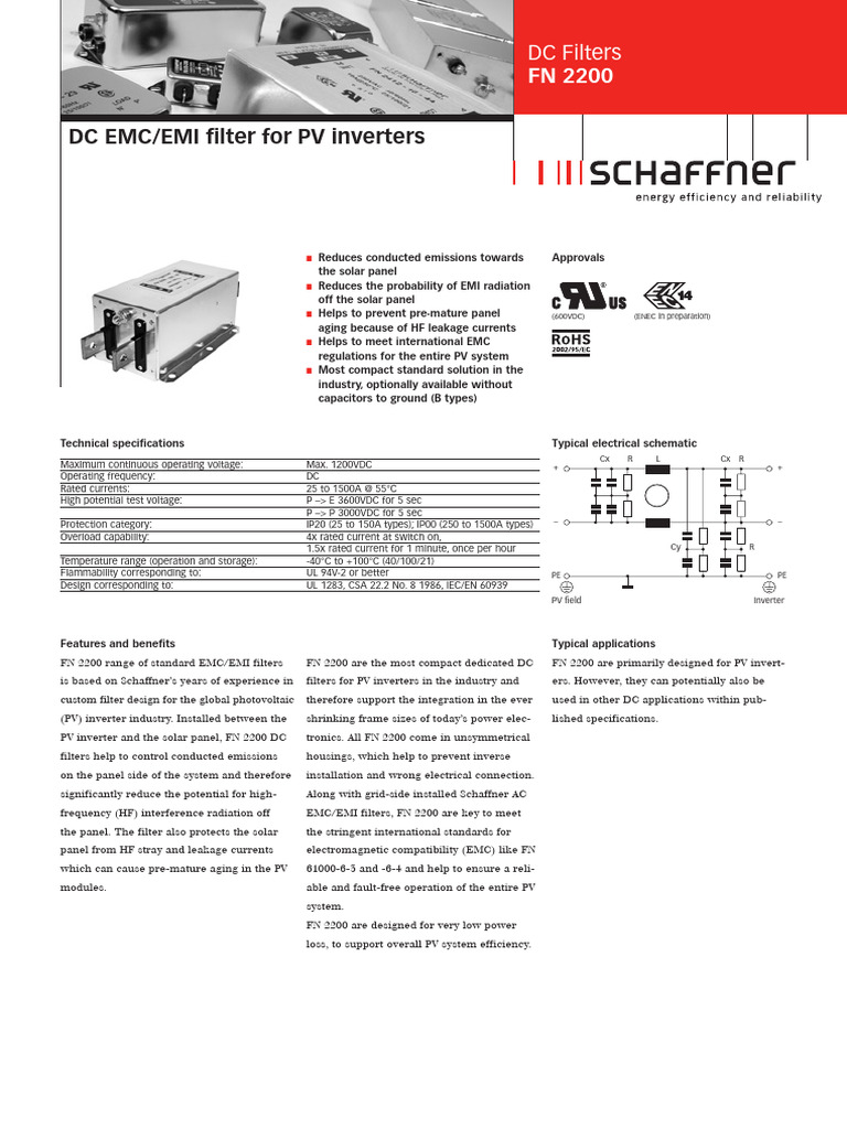 Emi Filters DC | PDF | Photovoltaics | Electromagnetic Compatibility