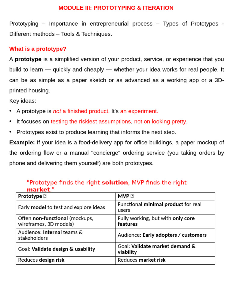 Prototyping Techniques for Entrepreneurs | PDF | Usability | Prototype