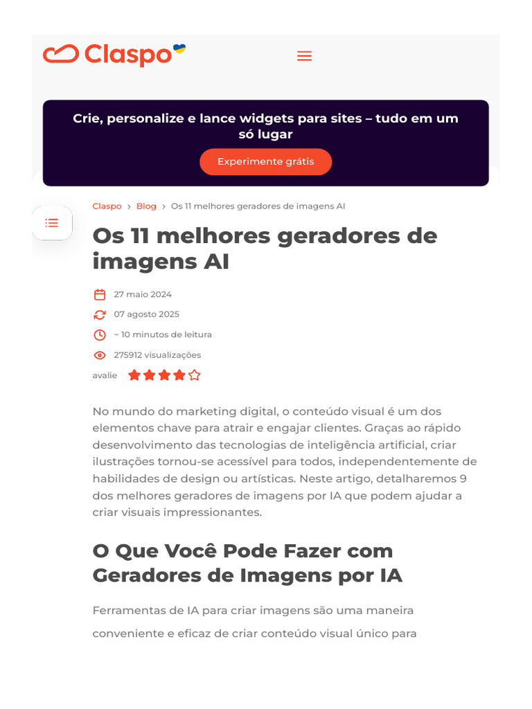 11 Melhores Geradores de Imagens Com IA — Claspo.io | PDF | Imagem | Marketing