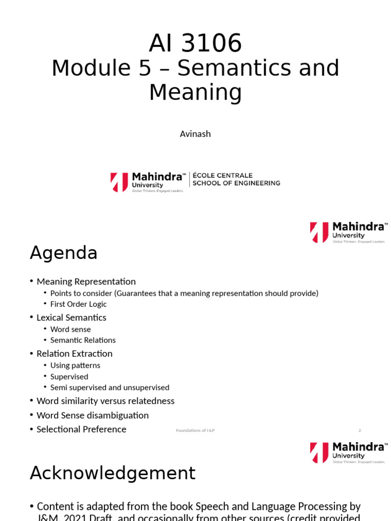 Understanding Semantics in NLP | PDF | Semantics | First Order Logic