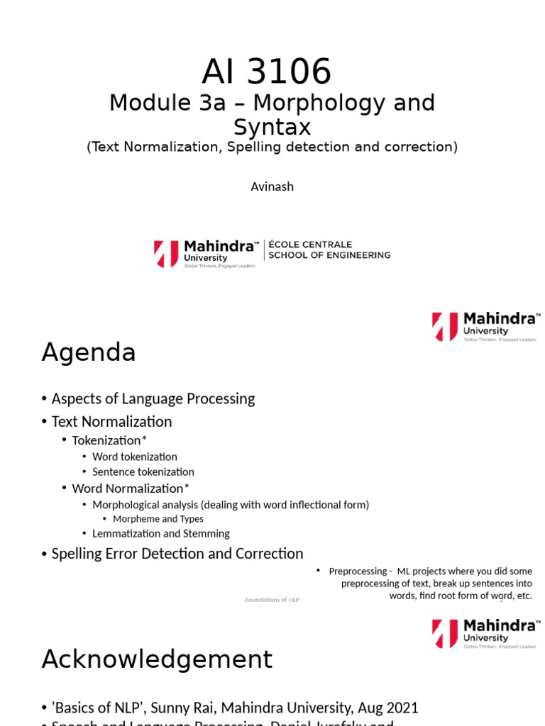 Foundations of NLP - Module 3a | PDF | Morphology (Linguistics) | Lexicon