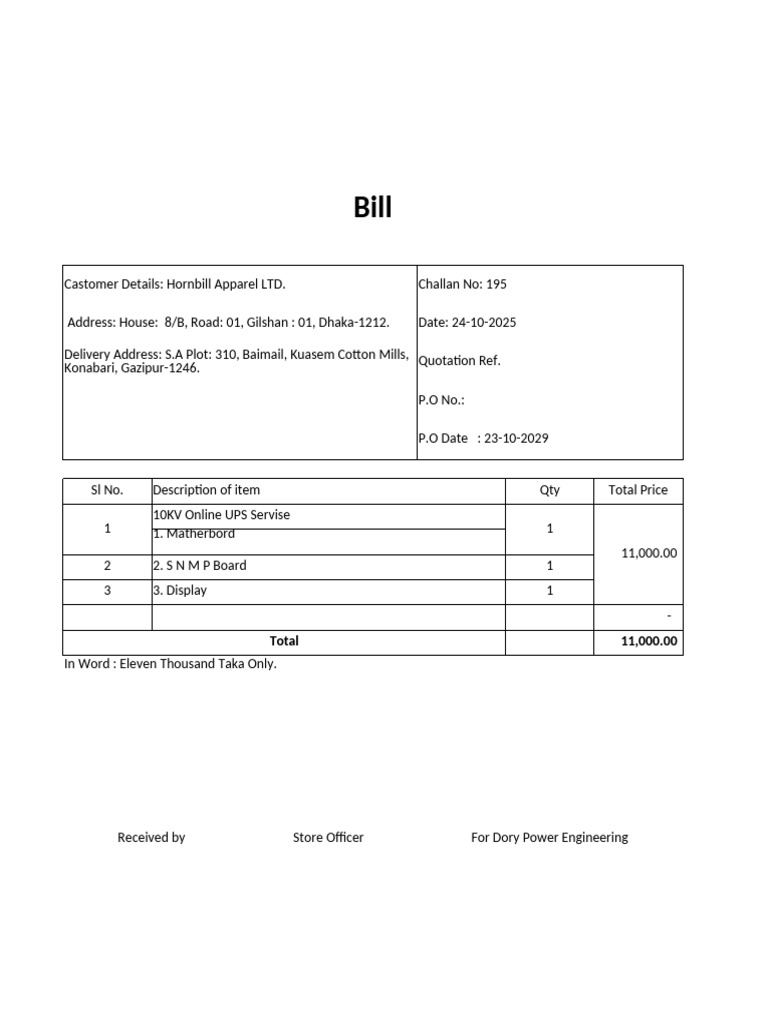 Challan Bill | PDF