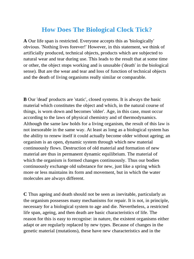 Understanding the Biological Clock | PDF | Life Expectancy | Organisms
