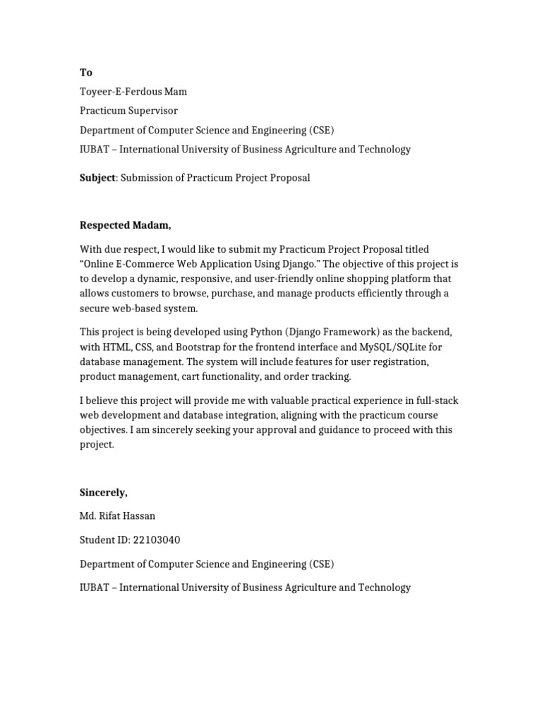 Practicum Project Proposal MD Rifat Hassan | PDF | Web Application | Databases