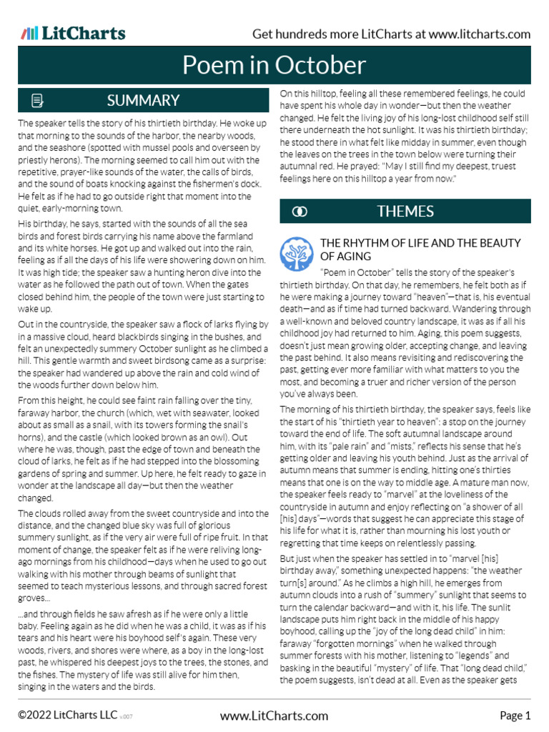 LitCharts Poem in October | PDF