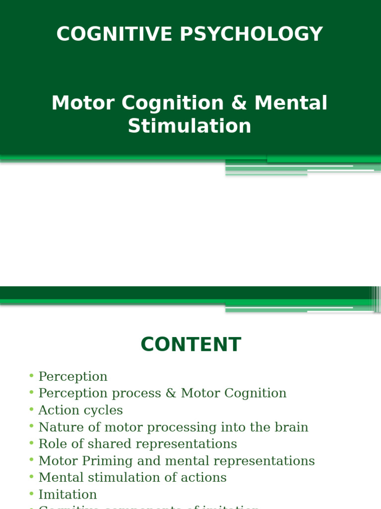 Motor Cognition and Mental Stimulation | PDF | Perception | Imitation