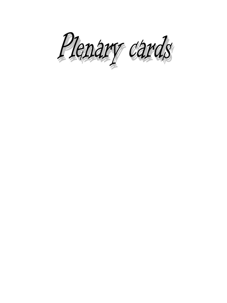 Plenary Cards Pdf