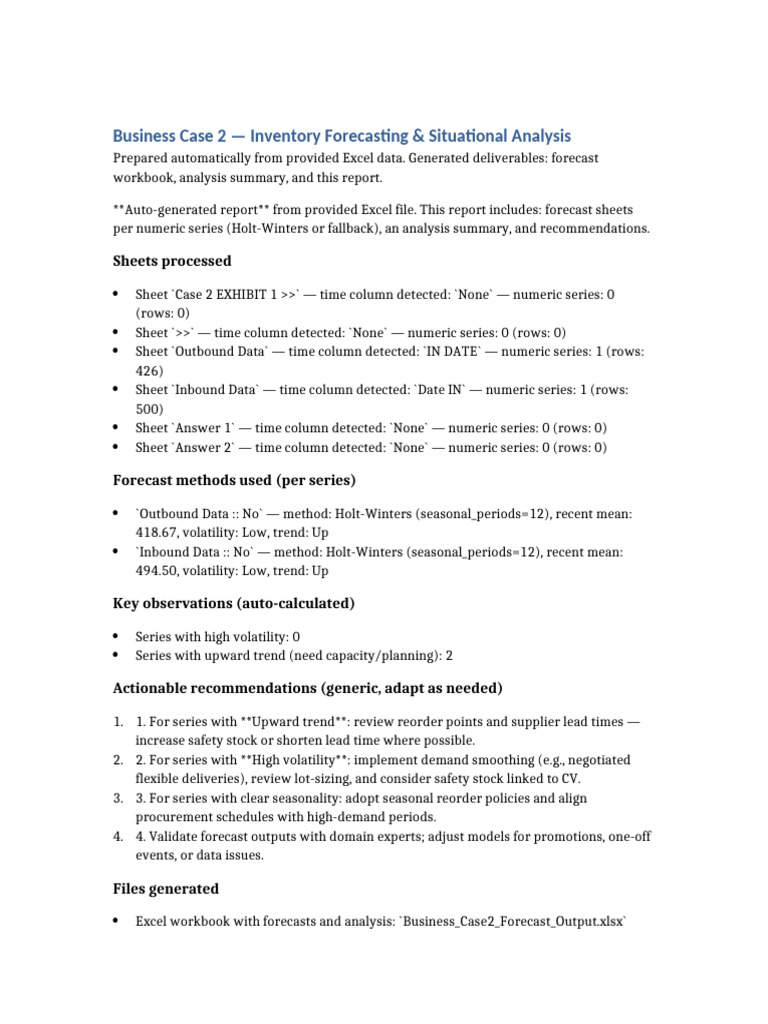 Business_Case2_Report | PDF | Forecasting | Microsoft Excel