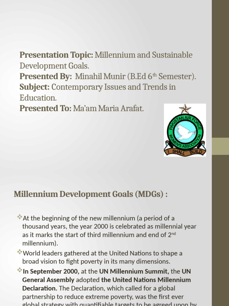 Sdg's and Mdg's Ppt. | PDF | Millennium Development Goals | Climate Change