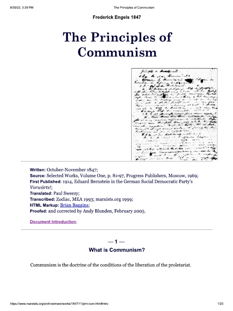 The Principles of Communism | PDF