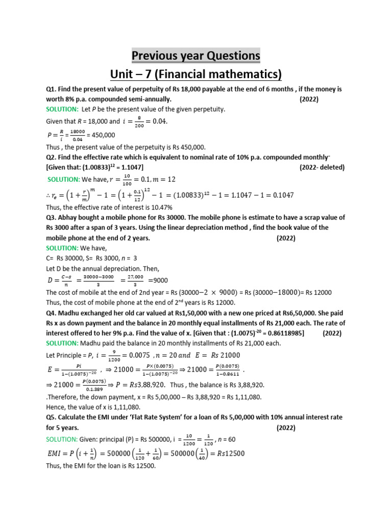 Unit 7 Financial Mathematics | PDF | Bonds (Finance) | Present Value
