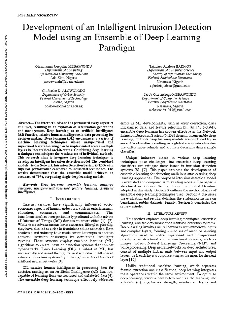 Intelligent Intrusion Detection Model | PDF | Sensitivity And Specificity | Deep Learning