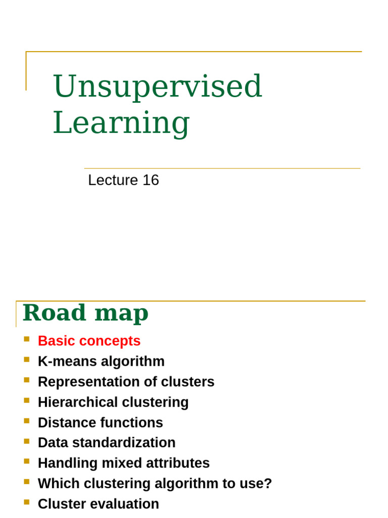 Data Science Lecture 16 Unsupervised-Learning | PDF | Cluster Analysis ...