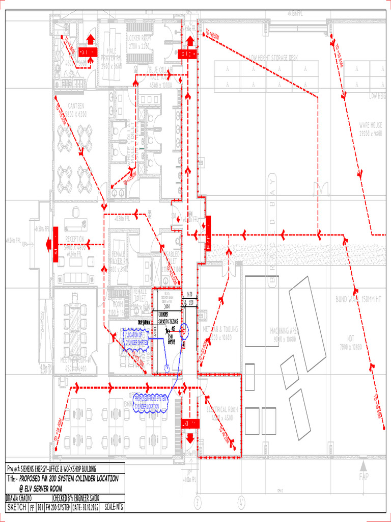 SK-FF-001 Proposed FM 200 Cylinder Location at ELV & IT ROOM | PDF
