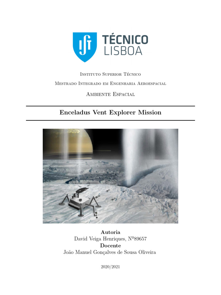 Missão Enceladus Vent Explorer: Vida em Saturno | PDF | Saturno | Lua