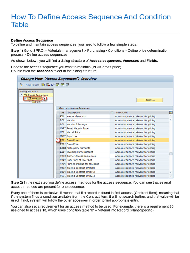 How To Define Access Sequence and Condition Table - ERP Q&A | PDF ...