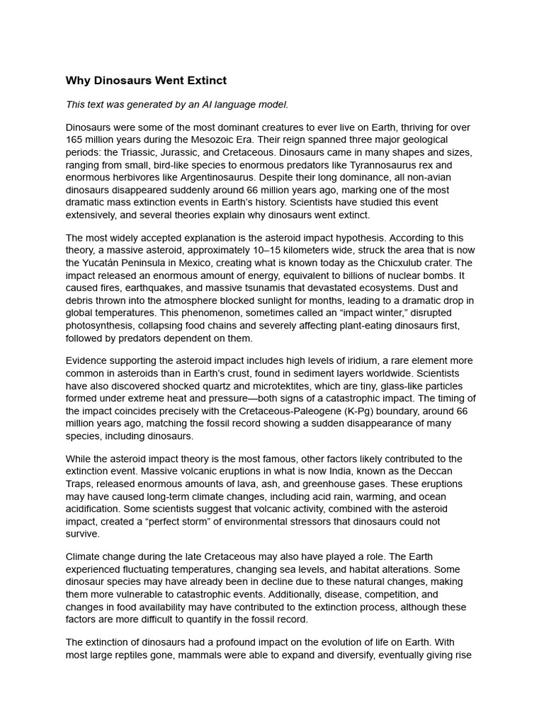 Why Dinosaurs Went Extinct | PDF | Dinosaurs | Extinction