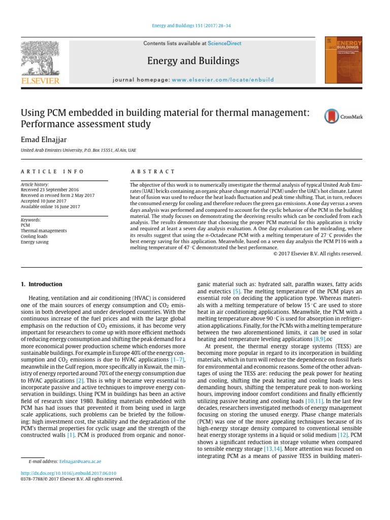 2017 Using PCM Embedded in Building Material For Thermal Management ...