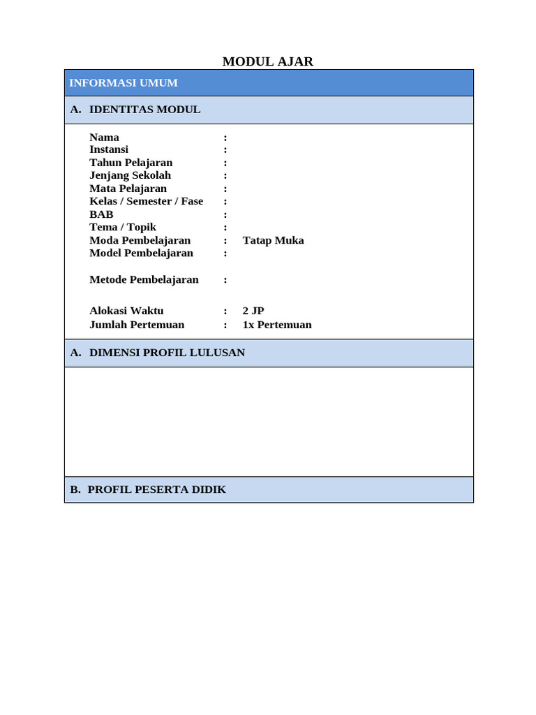 Template Modul Ajar Pembelajaran Mendalam Deep Learning | PDF