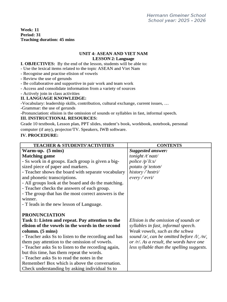 Grade 11 Unit 4 Language | PDF | Human Voice | Phonetics