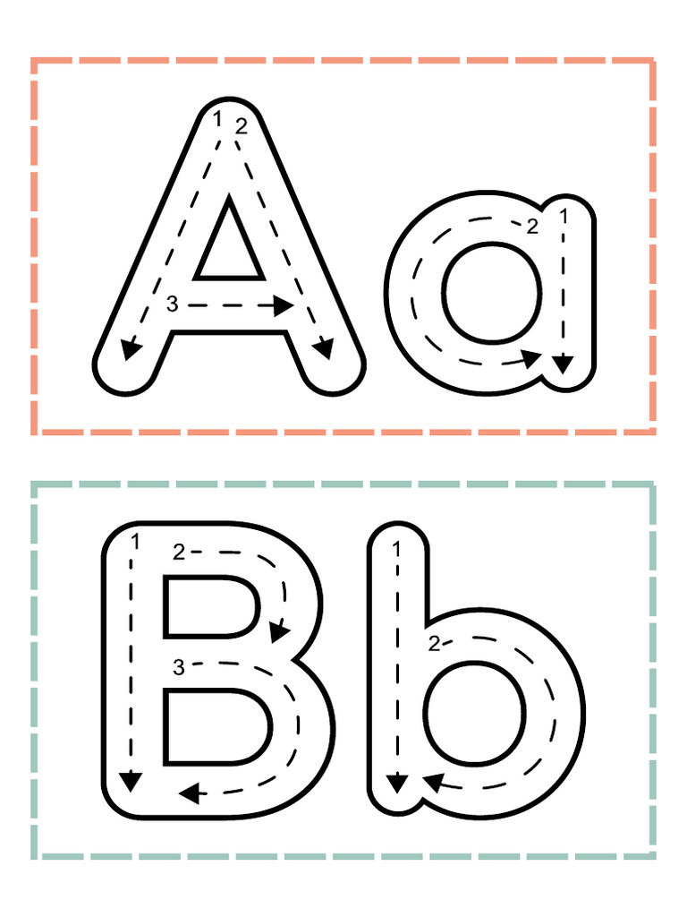 Alphabet Tracing Cards Worksheet in Pastel Colors Illustrative | PDF