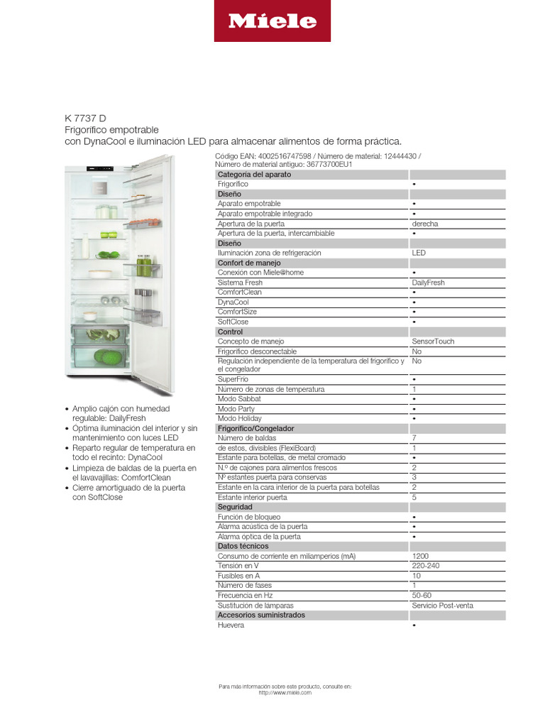 Refrigerador Panelable K7737 D (PB 2024) | PDF | Refrigerador | Diodo ...