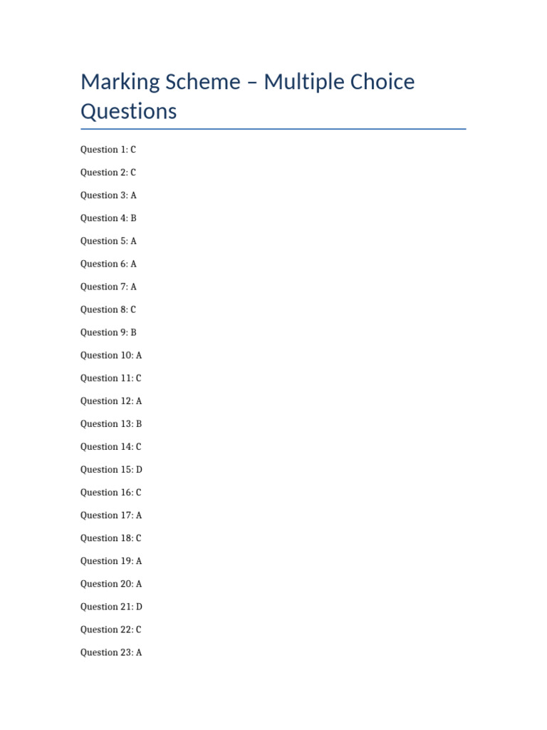 MCQ Marking Scheme Form2 Agriculture | PDF
