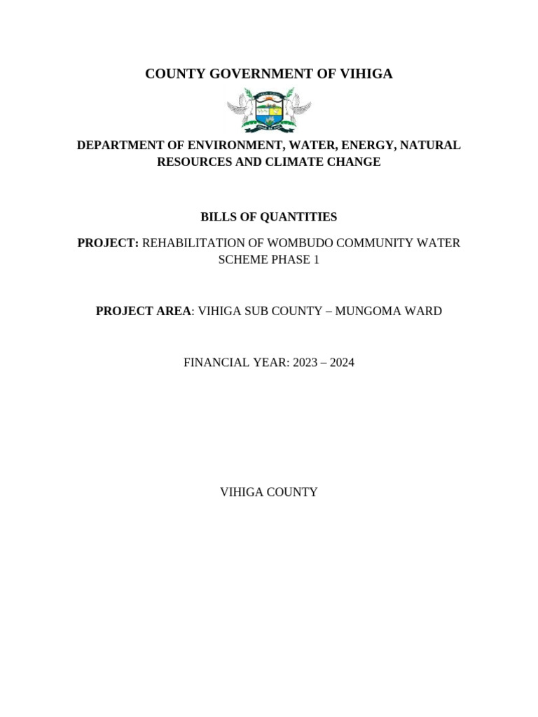 Rehabilitation of Wombudo Community Water Scheme Phase 1 | PDF ...
