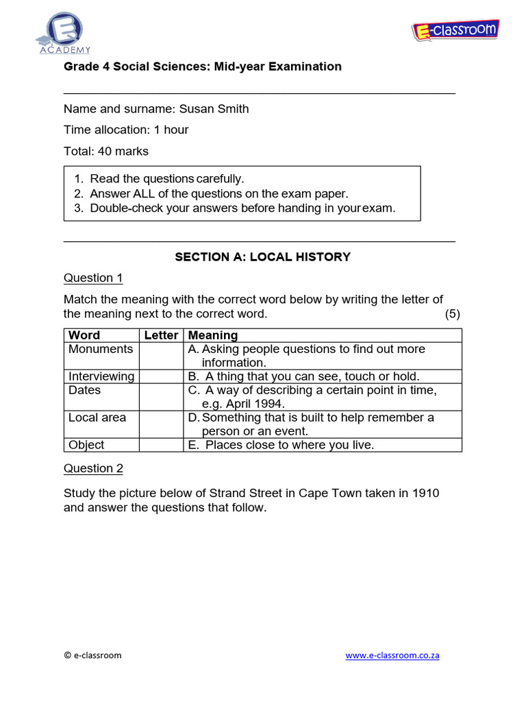 Gr04 History Term2 Pack01 Practice Paper | PDF | Nelson Mandela