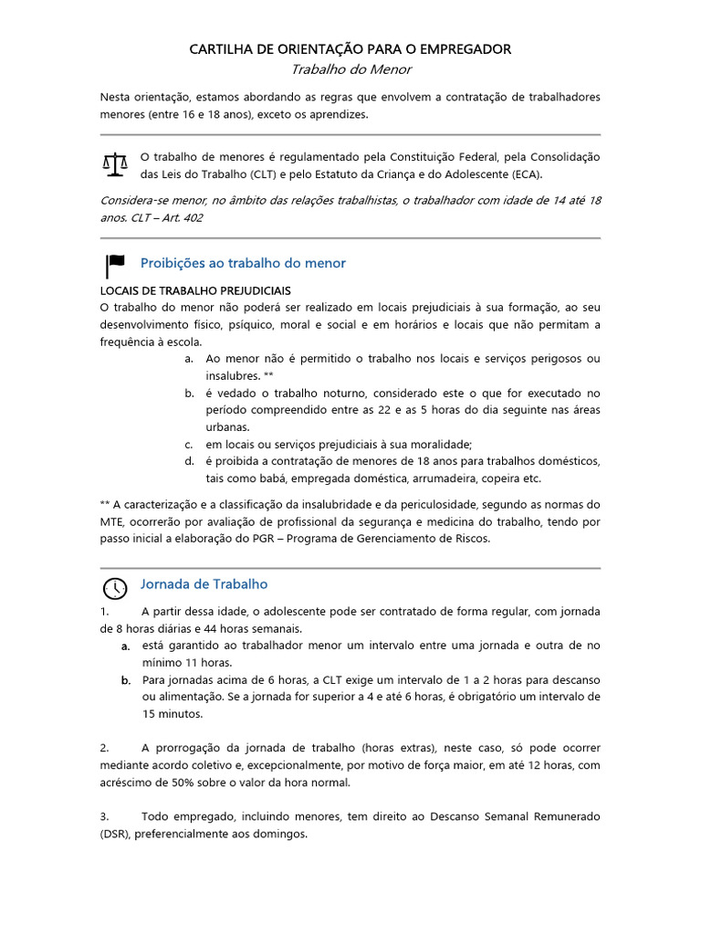 Cartilha Orientação Trabalho Do Menor | PDF | Salário | Trabalho