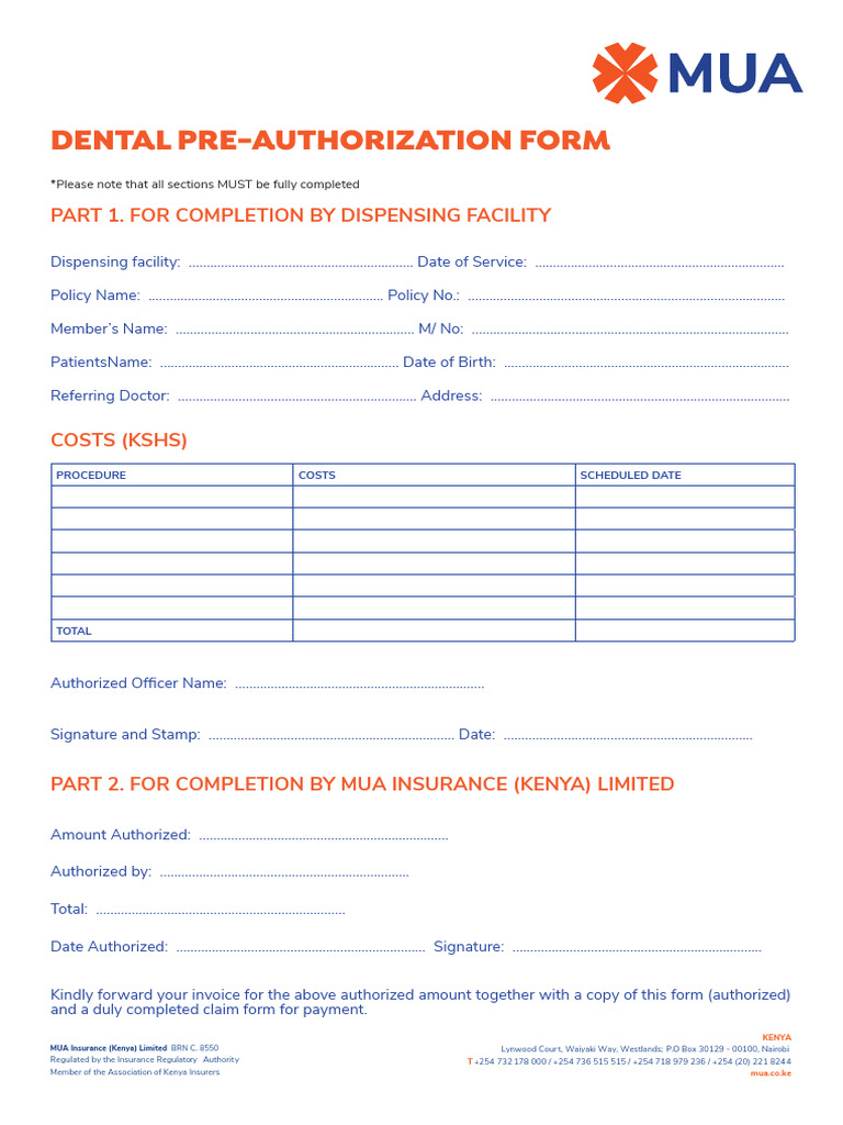 Mua Insurance Dental Claim Form | PDF | Insurance | Financial Risk