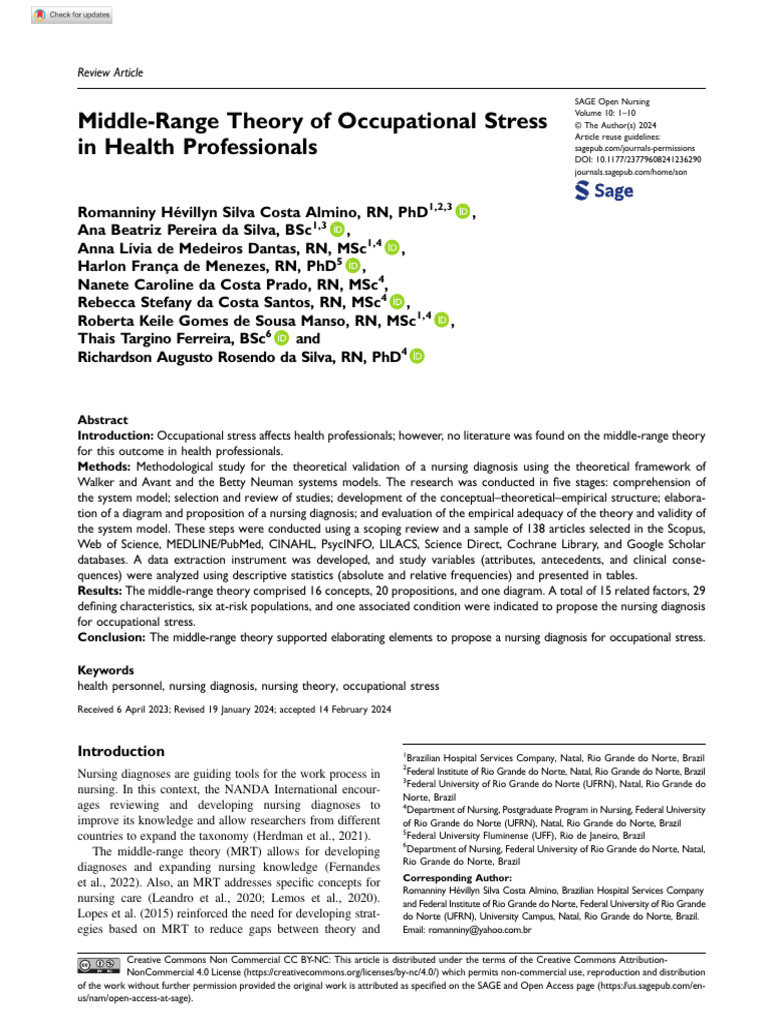 Jurnal Middle Range Teori 2 | PDF | Health Professional | Occupational ...