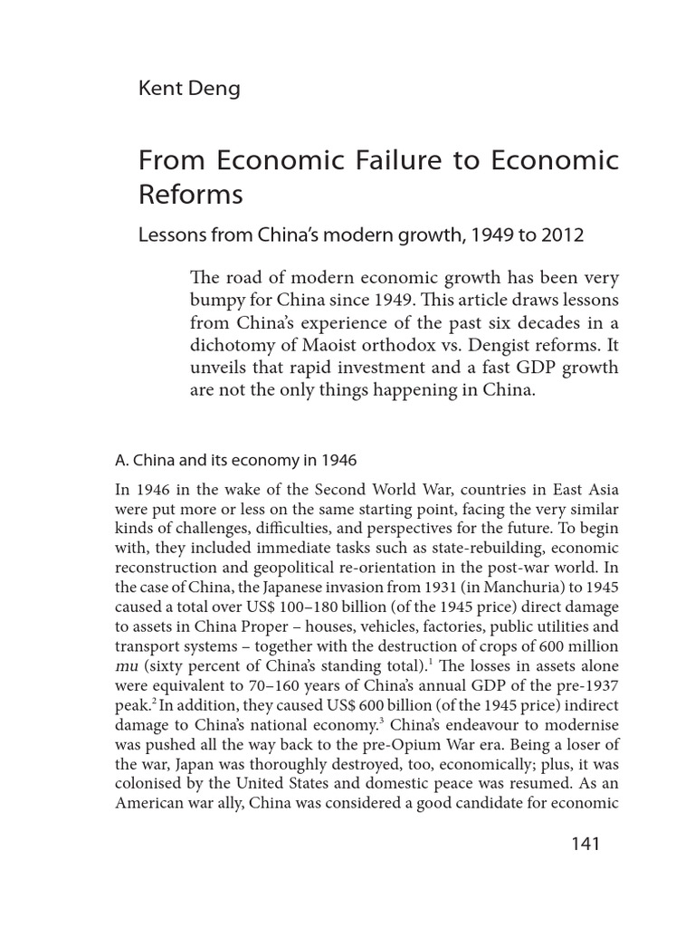 From Economic Failureto Economic Reforms | PDF | Deng Xiaoping | Mao Zedong