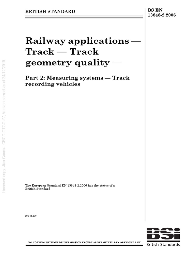 BS EN 13848-2:2006 Track Geometry Standards | PDF
