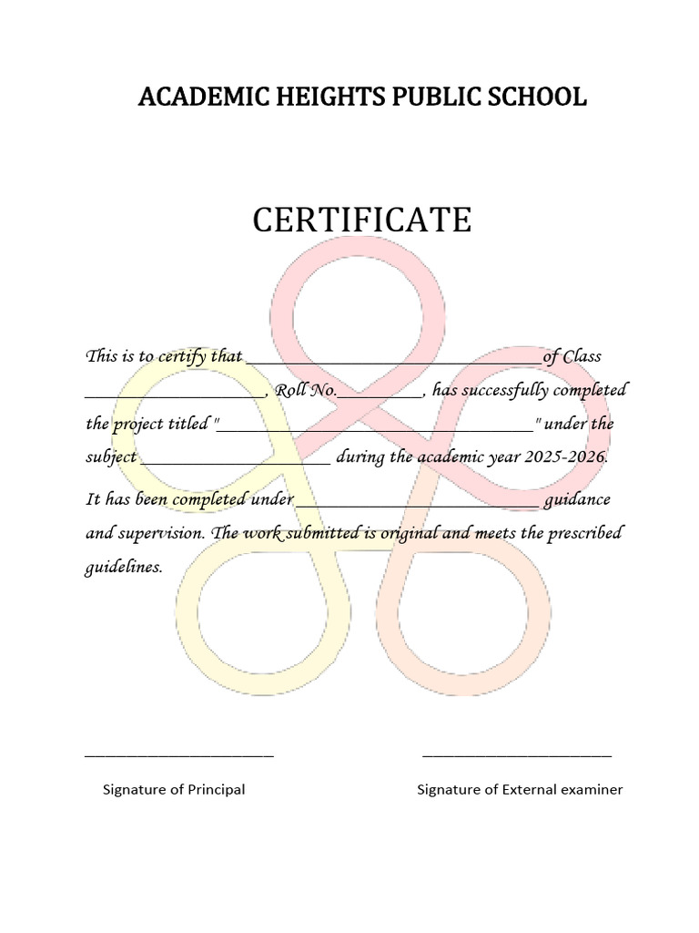 CERTIFICATE of Practical Project | PDF