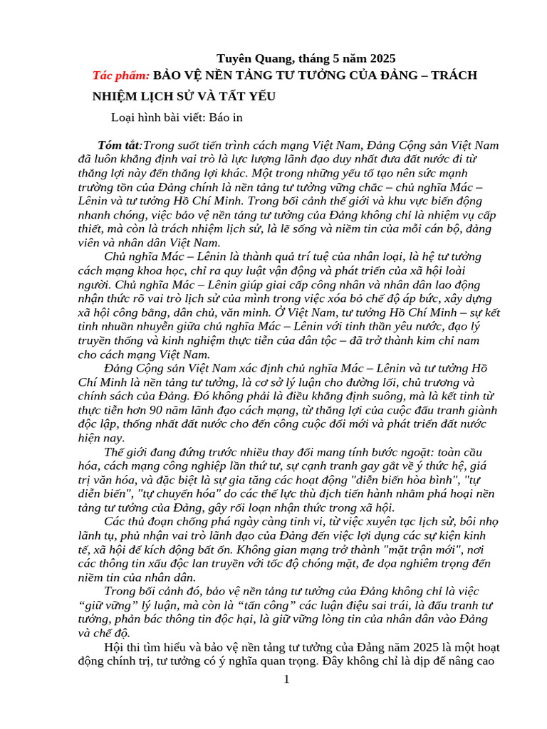 Bai Du Thi Chinh Luan Ve Bao Ve Nen Tang Tu Tuong Cua Dang Lan Thu 5 ...