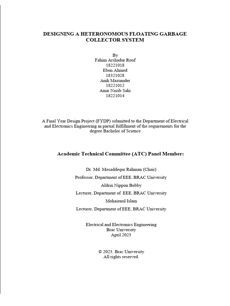 Heteronomous Floating Garbage Collector | PDF | Waste | Direct Current