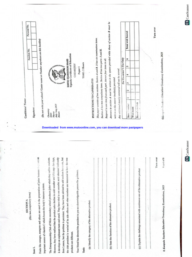 Kamtec Uce Chemistry 2025226 | PDF