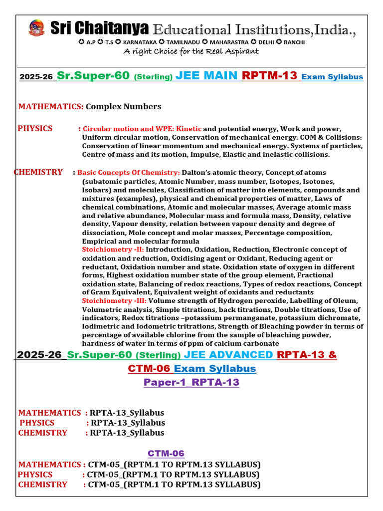 (08 & 09-11-2025) - SR SUPER-60 (Sterling) - JEE MAIN - RPTM-13 ...
