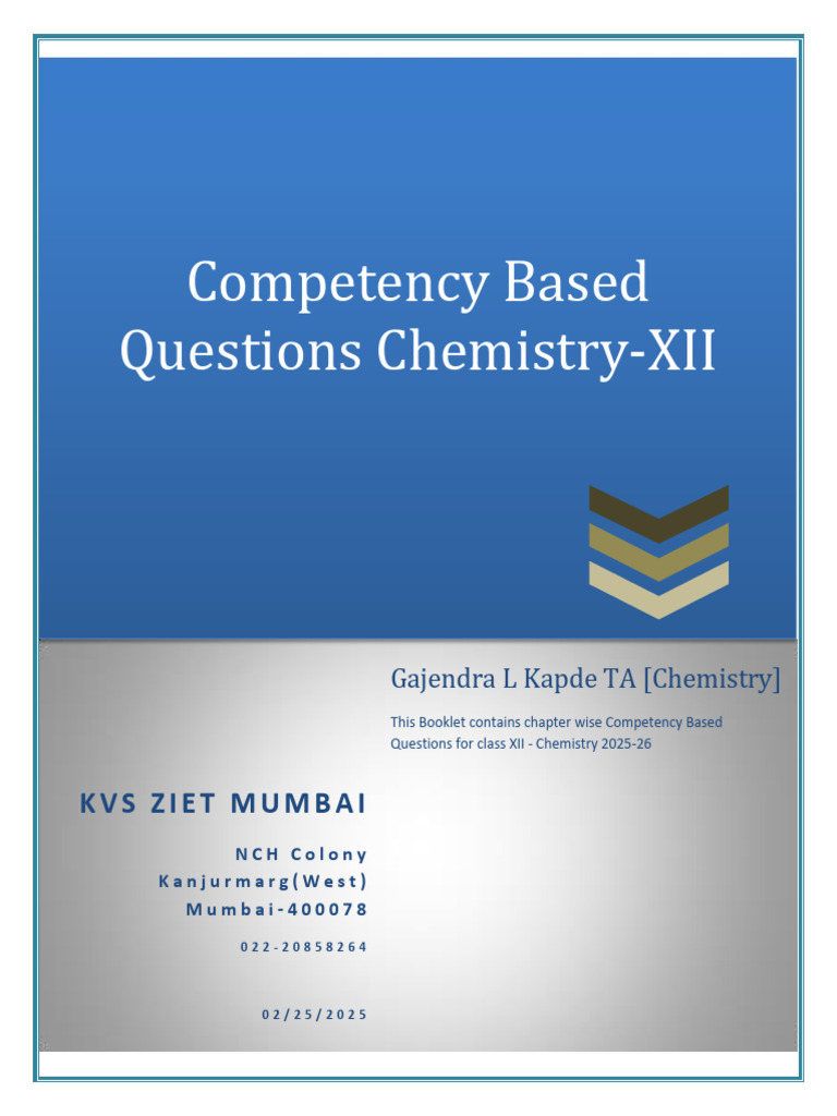 Chemistry XII Competency Questions 2025 | PDF | Aldehyde | Ether