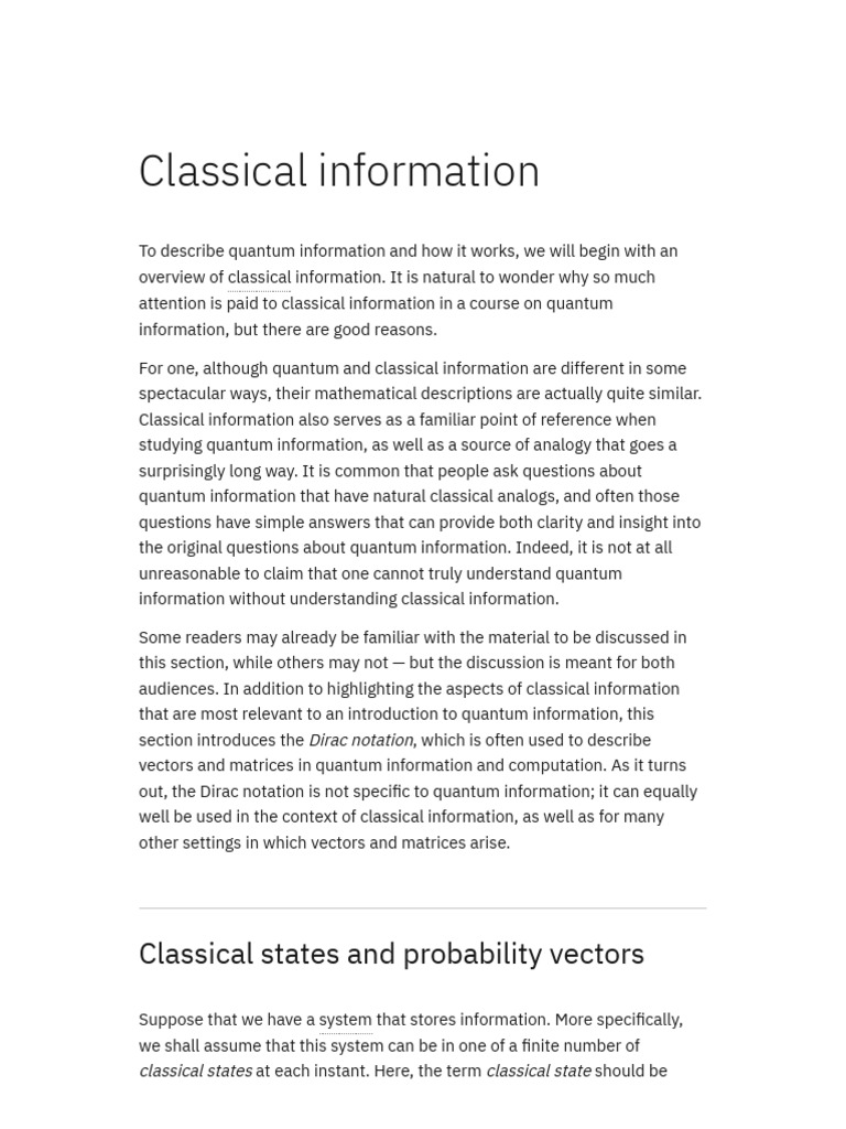 Classical Information _ IBM Quantum Learning | PDF | Matrix ...